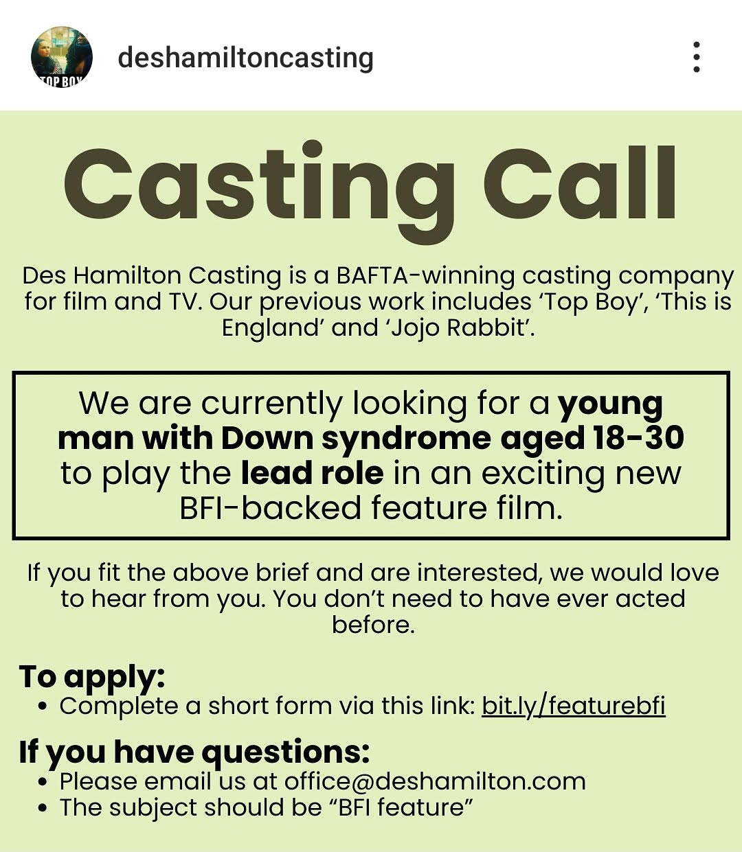 Des Ham Casting Call Jan 13 – Lucky Break News
